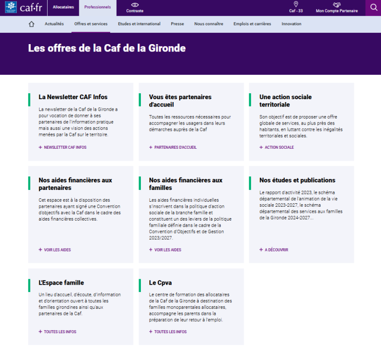 Votre nouvel espace "Professionnels" sur caf.fr - Caf 33 - 2024